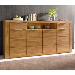 Sideboard Home Affaire, B:200cm H:95cm T:40cm, braun, Holz teilmassiv, Wohnzimmer, Sideboards, "Zara", Breite 200 cm