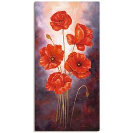 Wandbild Artland "Mohn V" Bilder Gr. B/H: 50 cm x 100 cm, Leinwandbild Blumen, 1 St., rot als Leinwandbild, Poster in verschied. Größen