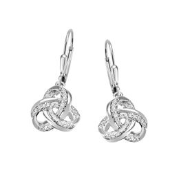 Paar Ohrhänger Firetti "Schmuck Geschenk Silber 925 Ohrschmuck Patentbrisur Knoten Glitzer" Ohrringe Gr. Silber 925 (Sterlingsilber), silberfarben (silberfarben, kristallweiß, kristallweiß) Damen mit Zirkonia (synth.)