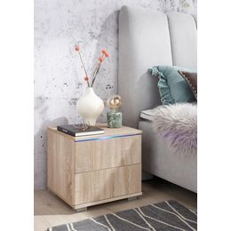 Nachtkommode Priess Sideboards Gr. B/H/T: 41 cm x 37 cm x 38 cm, 2 St., braun (struktureichefarben hell) mit LED-Beleuchtung und Push-to-open