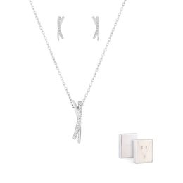 Schmuckset UNIKE JEWELLERY "CLASSY SHINNY, UK.PK.1202.0002" Schmuck-Sets silberfarben (silberfarben, kristallweiß) Damen Brautschmuck mit Zirkonia (synth.)