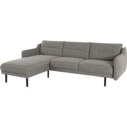 Ecksofa Andas, B:239cm H:81cm T:166cm, grau, Struktur weich (100% Polyester);Luxus-Microfaser Lederoptik (100% Polyester);100% NaturLEDER,