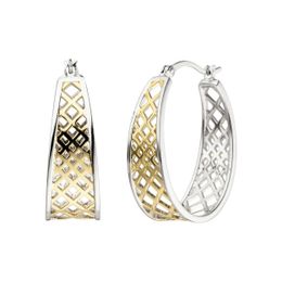 Jobo Damen Paar Creolen, Silber 925 (Sterlingsilber), gold, Silber 925 (Sterlingsilber), Ohrringe, 925 Silber bicolor vergoldet