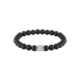 Armband BOSS "Schmuck Edelstahl Armschmuck Beadarmband BEADS FOR HIM" Armbänder Gr. M, Edelstahl, schwarz (edelstahlfarben, schwarz, schwarz) Herren Edelstahlarmband mit Onyx