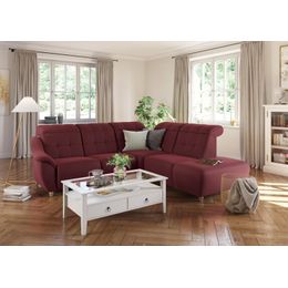 Ecksofa Home Affaire, B:272cm, rot, Struktur (100% Polyester);Luxus-Microfaser Florence (100% Polyester);Chenille (100% Polyester);NaturLEDER (reines