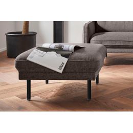Hocker Andas, B:79cm H:45cm T:79cm, braun, Struktur weich (100% Polyester);Luxus-Microfaser Lederoptik (100% Polyester);100% NaturLEDER, Wohnzimmer,