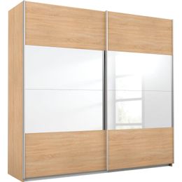 Schwebet&uuml;renschrank Rauch, B:226cm H:210cm T:62cm, braun, Holzwerkstoff, Schr&auml;nke, "Quadra", mit Spiegelelementen