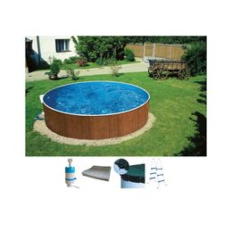 Rundpool MY POOL BWT Schwimmbecken Gr. Ø/B/H/L: 360 cm x Breite Höhe 90 cm x Länge, 8000 l, braun (eichefarben) Rundpools ØxH: 360x90 cm, in Holzoptik zum Aufstellen