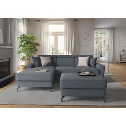 Sit & More Ecksofa SIT & MORE, B:258cm T:172cm, blau, Wohnzimmer, Sofas, "Scarlett L-Form", inklusive Kopfteilverstellung, wahlweise mit Bettfunktion, Bettkasten