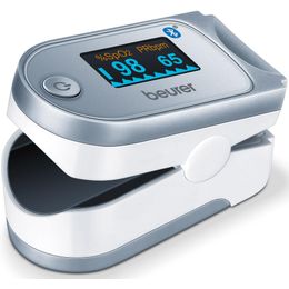 Pulsoximeter Beurer "PO 60" Blutdruckmessgeräte silberfarben (weiß, silberfarben) Blutdruckmessgerät innovative Vernetzung zwischen Smartphone und Pulsoximeter