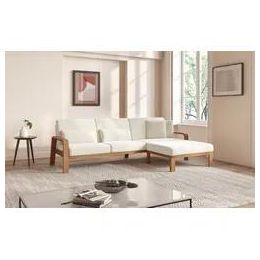 Sit & More Ecksofa SIT & MORE "Kolding L-Form" Sofas Gr. B/H/T: 264cm x 91cm x 178cm, Luxus-Microfaser ALTARA NUBUCK, Longchair rechts, beige (elfenbein) Armlehnen aus eichefarbigem Buchenholz, verschiedene Bezüge und Farben