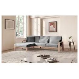 Sit & More Ecksofa SIT & MORE "Kolding L-Form" Sofas Gr. B/H/T: 264cm x 91cm x 178cm, Chenille, Longchair links, grau Armlehnen aus Buchenholz in natur, verschiedene Bezüge und Farben