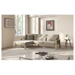 Sit & More Ecksofa SIT & MORE "Kolding L-Form" Sofas Gr. B/H/T: 264cm x 91cm x 178cm, Microfaser, Longchair links, beige (nature) Armlehnen aus Buchenholz in natur, verschiedene Bezüge und Farben