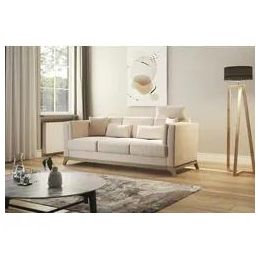 3-Sitzer Home Affaire "Viva" Sofas Gr. B/H/T: 213 cm x 84 cm x 93 cm, Luxus-Microfaser ALTARA NUBUCK, mit Kopfstütze, braun (macciato) mit Holzrahmen aus Buche