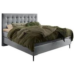 Boxspringbett Schlaraffia "Everton" Komplettbetten Gr. Webstoff FUTURE, Liegefläche B/L: 140cm x 200cm, H3, 7-Zonen-Tonnentaschen-Federkernmatratze, grau (steel) Boxspringbett inklusive BULTEX-Topper, Metallfuß in schwarz