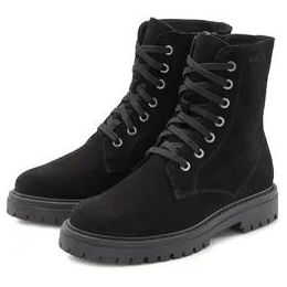 Stiefelette ELBSAND Gr. 42, schwarz Damen Schuhe Schnürboots, Reißverschlussstiefel, Biker Boots, Leder, Profilsohle