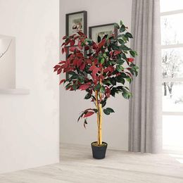 Goplus - Künstliche Pflanze im Topf, Kunstpflanzen mit echten Staemmchen, Zimmerpflanze im Blumentopf, 120 cm Hoch, Deko Pflanze für Zimmer Büro