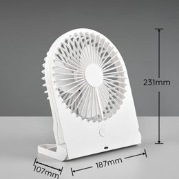 REALITY LEUCHTEN Akku-Tisch-Ventilator Breezy, weiß, leise