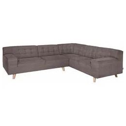 Ecksofa Tom Tailor HOME "NORDIC CHIC" Sofas Gr. B/H/T: 269cm x 77cm x 226cm, Vintage Webstoff TUS, langer Schenkel links, braun (brown tus 4) im Retrolook, Füße Buche natur