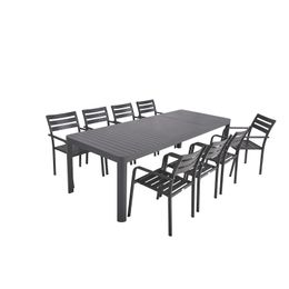 Garden Pleasure Tischgruppe AMIRA Set 03 9-tlg Garten Sitzgruppe Outdoor Grau Metall Möbel