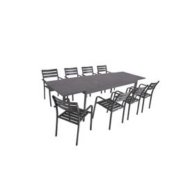 Garden Pleasure Alu Tischgruppe NEREA Set 9-tlg Garten Sitzgruppe Outdoor Schwarz Metall Möbel