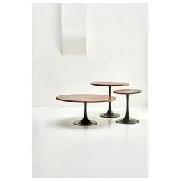 Beistelltisch Tom Tailor HOME "T-MODERN COUCH TABLE MEDIUM" Tische Gr. B/H/T: 60cm x 50cm x 60cm, T-Modern Couch Table medium, braun (antikbraun + schwarz antikbraun) mit eingelassenem Tom Tailor Button