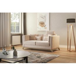 2,5-Sitzer Home Affaire "Viva", braun (macciato), B:183cm H:84cm T:93cm, 100% Polyester, Sofas, wahlweise mit Holzrahmen aus Buche