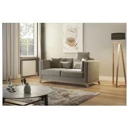 2,5-Sitzer Home Affaire "Viva" Sofas Gr. B/H/T: 183 cm x 84 cm x 93 cm, Microfaser, mit Kopfstütze, beige (nature) wahlweise mit Holzrahmen aus Buche