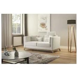 2,5-Sitzer Home Affaire "Viva" Sofas Gr. B/H/T: 183 cm x 84 cm x 93 cm, Luxus-Microfaser ALTARA NUBUCK, mit Kopfstütze, beige (elfenbein) wahlweise mit Holzrahmen aus Buche