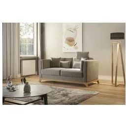 2,5-Sitzer Home Affaire "Viva" Sofas Gr. B/H/T: 183cm x 84cm x 93cm, Microfaser, mit Kopfstütze, beige (nature) wahlweise mit Holzrahmen aus Eiche