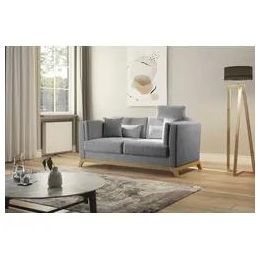 2,5-Sitzer Home Affaire "Viva" Sofas Gr. B/H/T: 183cm x 84cm x 93cm, Chenille, mit Kopfstütze, grau wahlweise mit Holzrahmen aus Eiche