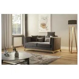 2,5-Sitzer Home Affaire "Viva" Sofas Gr. B/H/T: 183 cm x 84 cm x 93 cm, Microfaser, mit Kopfstütze, braun (nougat) wahlweise mit Holzrahmen aus Eiche