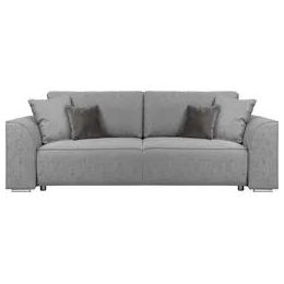 3-Sitzer Inosign "Beatrice Schlafsofa" Sofas Gr. B/H/T: 250cm x 92cm x 107cm, Struktur, mit Bettfunktion-mit Bettkasten-Liegefläche 197cm, grau wahlweise auch mit Bettfunktion und Bettkasten, incl. 2 Zierkissen