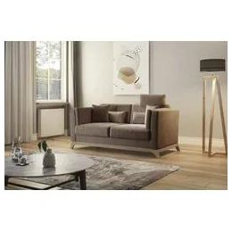 2,5-Sitzer Home Affaire "Viva" Sofas Gr. B/H/T: 183 cm x 84 cm x 93 cm, Luxus-Microfaser ALTARA NUBUCK, mit Kopfstütze, braun (chocco) wahlweise mit Holzrahmen aus Buche