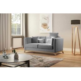 2,5-Sitzer Home Affaire "Viva", grau, B:183cm H:84cm T:93cm, 100% Polyester, Sofas, wahlweise mit Holzrahmen aus Buche
