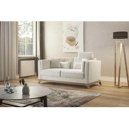 2,5-Sitzer Home Affaire "Viva", beige (elfenbein), B:183cm H:84cm T:93cm, 100% Polyester, Sofas, wahlweise mit Holzrahmen aus Buche