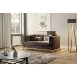 2,5-Sitzer Home Affaire "Viva", rosa (kupfer), B:183cm H:84cm T:93cm, 100% Polyester, Sofas, wahlweise mit Holzrahmen aus Eiche
