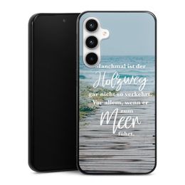 DeinDesign Galaxy A35 5G Handy Silikon H&uuml;lle Case schwarz Handyh&uuml;lle Statement Beach Spruch