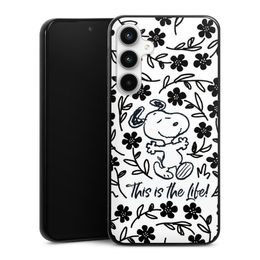DeinDesign Galaxy A35 5G Handy Silikon H&uuml;lle Case schwarz Handyh&uuml;lle Peanuts Flowers Snoopy