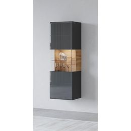 Hängevitrine Inosign "Toledo,Höhe 159 cm trendige Glasvitrine mit dekorative MDF-Front" Schränke Gr. Türanschlag wechselbar, schwarz (antrazit, antrazit hgl, alteiche) Hängevitrinen Vitrine mit Glasfront, ohne Beleuchtung, viel Stauraum, hochglanz