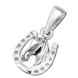 Goldene Hufeisen Kettenanhänger Hufeisen Pferd Anhänger für Halskette aus 925 Silber Kettenanhänger (1 Stück, inkl. Etui), silberfarben