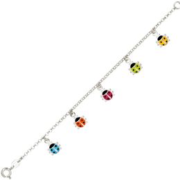 Schmuck Krone Silberarmband Armband Marienkäfer aus 925 Silber bunt 16 cm, Silber 925, silberfarben