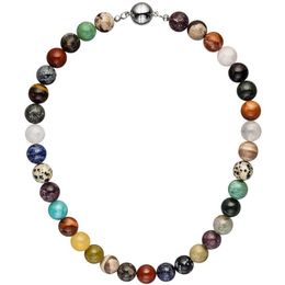 Schmuck Krone Collier Kette mit Edelsteinen multicolor bunt Kugel 45cm