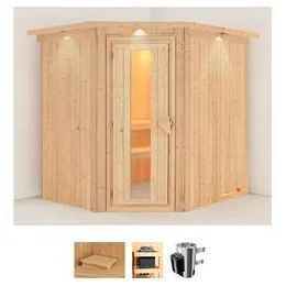 Karibu Sauna "Laila" Saunen 3,6-kW-Plug & Play Ofen mit integrierter Steuerung Gr. Saunaofen, integrierte Steuerung, 3,6 kW, beige (naturbelassen)