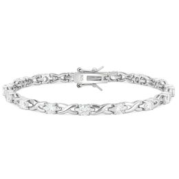 Tony Fein Silberarmband Tennisarmband Schleifendesign 3mm 925er Silber Rhodiniert, 18 cm