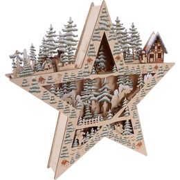 Dekostern MyFlair MÖBEL & ACCESSOIRES Dekosterne beige (natur) Weihnachtssterne Stern mit LED-Beleuchtung, aus Holz, Höhe ca. 42 cm, Weihnachtsdeko