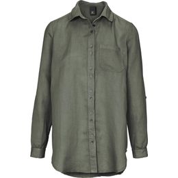 Heine Witt Damen Hemdbluse im Baumwoll-Leinen-Mix, khaki, Gr&ouml;&szlig;e 40