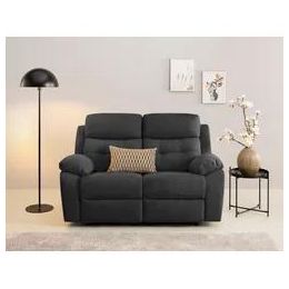 2-Sitzer Home Affaire "Lannilis" Sofas Gr. B/H/T: 158cm x 99cm x 92cm, Webstoff, manuelle Relaxfunktion, grau (anthrazit) mit manueller und elektrischer Relaxfunktion