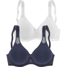 petite fleur by Lascana Damen T-Shirt-BH, marine+wei&szlig;, Gr&ouml;&szlig;e 80D