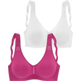 petite fleur by Lascana Damen T-Shirt-BH, beere+wei&szlig;, Gr&ouml;&szlig;e 100D